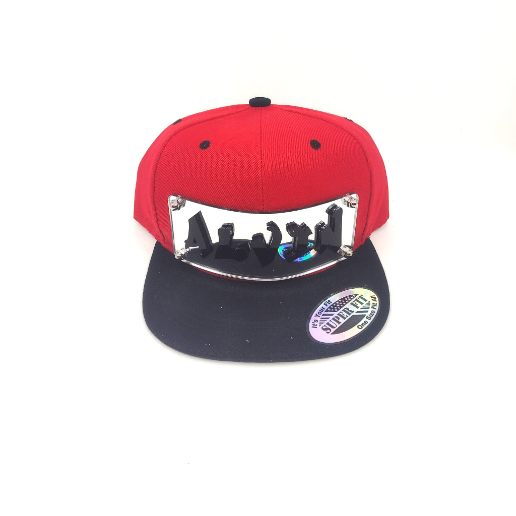 Red and Black Custom Snapback Hat, Laser Cut Letters, Made to Order, E ...